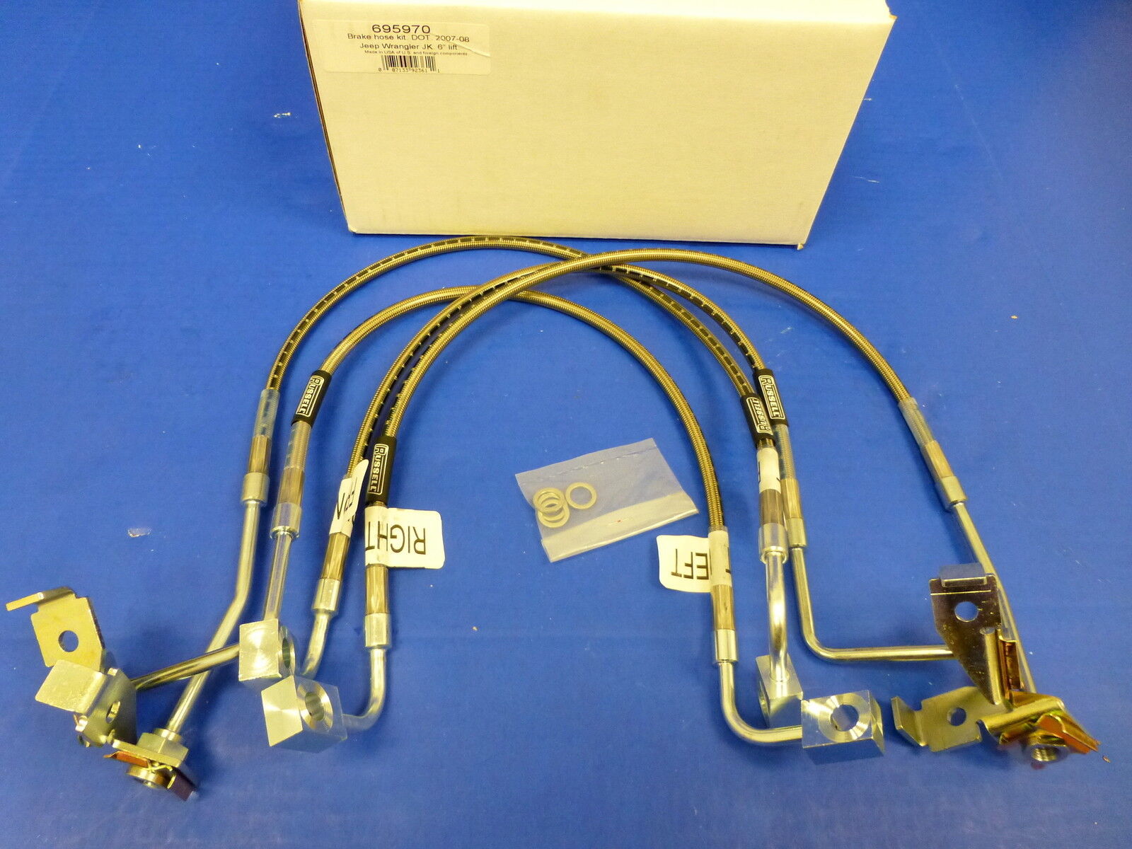 Russell 695970 Stainless Steel Brake Line Hose Kit Jeep 2007-14 JK Wra ...